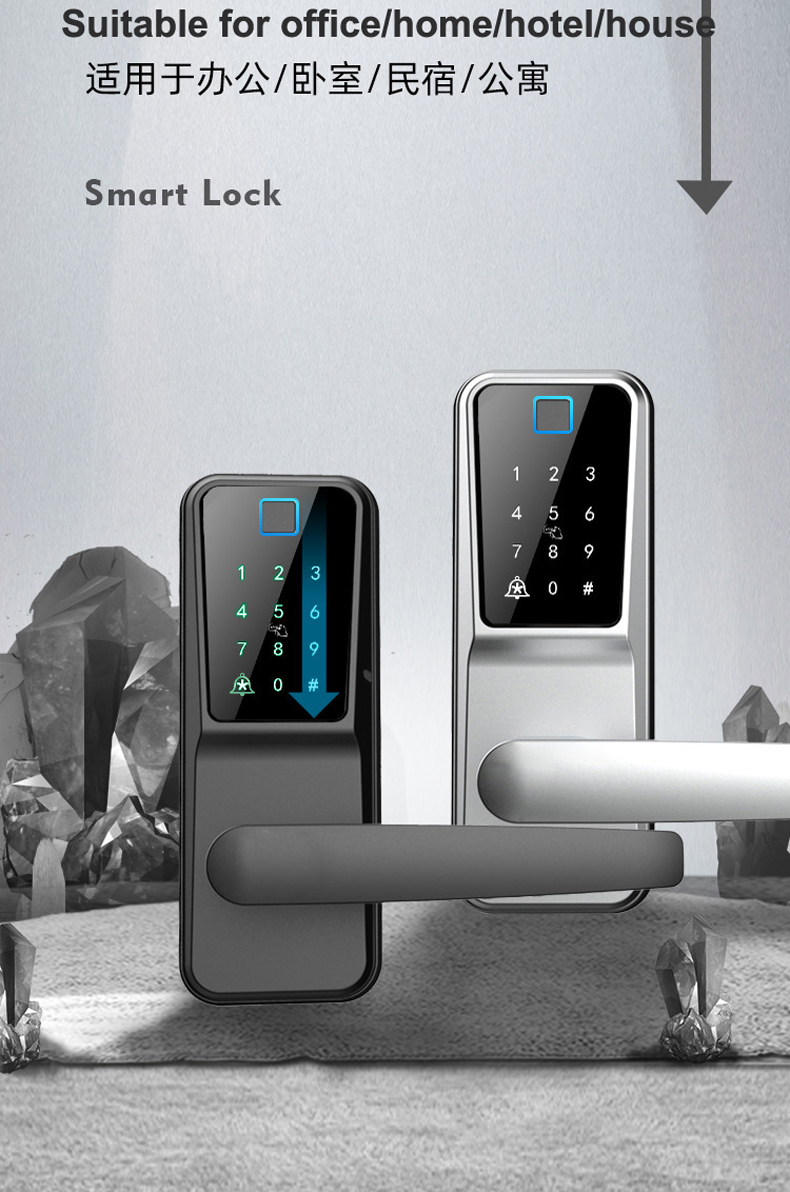 Fingerprint smart door lock for hotel & apartment